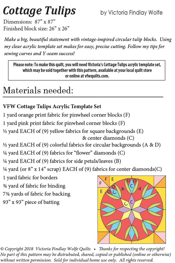 Cottage Tulips *Pattern Instructions Only* - Victoria Findlay Wolfe Quilts